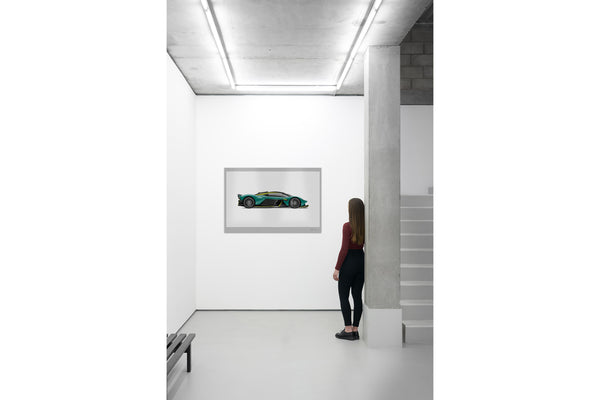 Aston Martin Valkyrie - 150cm Half Tone Flat Bed Print - Side View ...