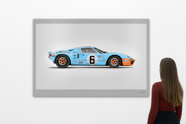 Ford GT40 - 150cm Half Tone Flat Bed Print - Side View – Amalgam Collection